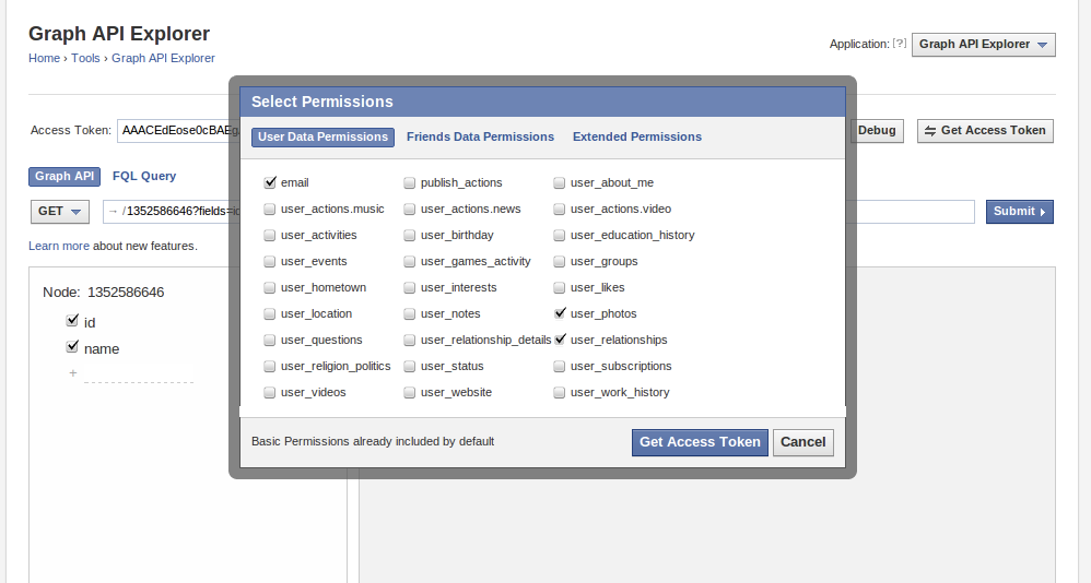Obtenção de dados do Facebook